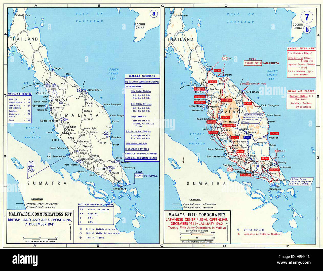 Pacific War - Malaya 1941-42 - Map Stock Photo - Alamy