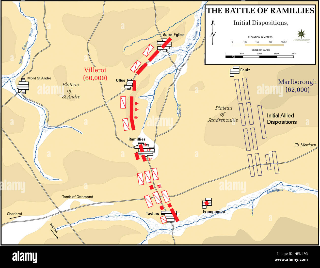 Battle of Ramillies Initial Dispositions Stock Photo - Alamy