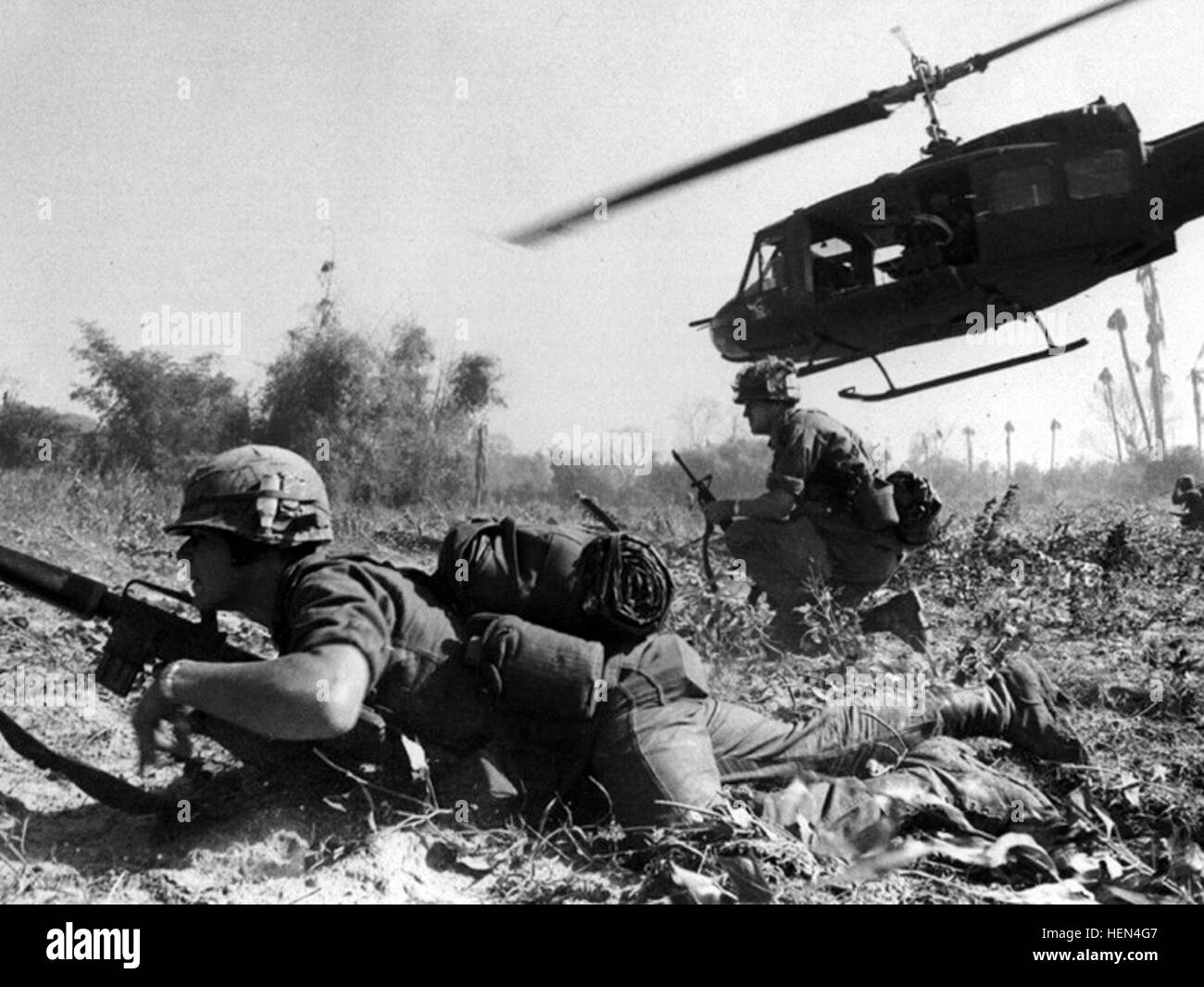 UH-1D Huey helicopter used by the U.S. Army for troop transport ...