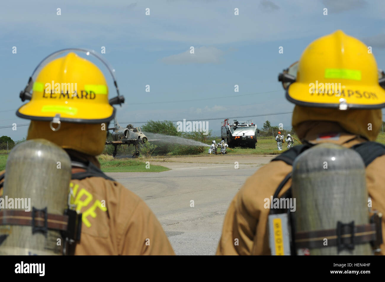 Firefighters assigned to the Leeward Fire Station Three at Naval ...