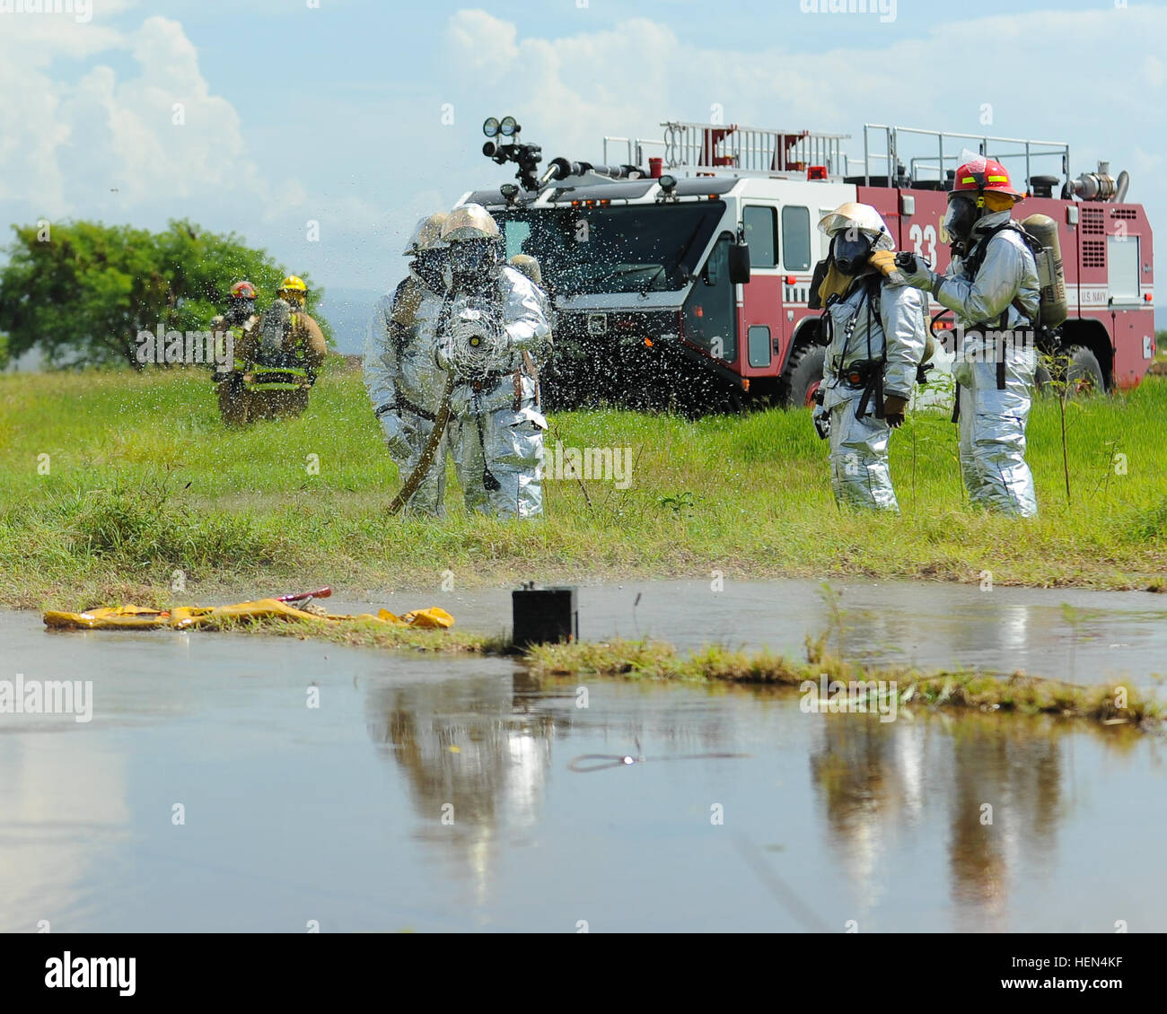 Firefighters assigned to the Leeward Fire Station Three at Naval ...