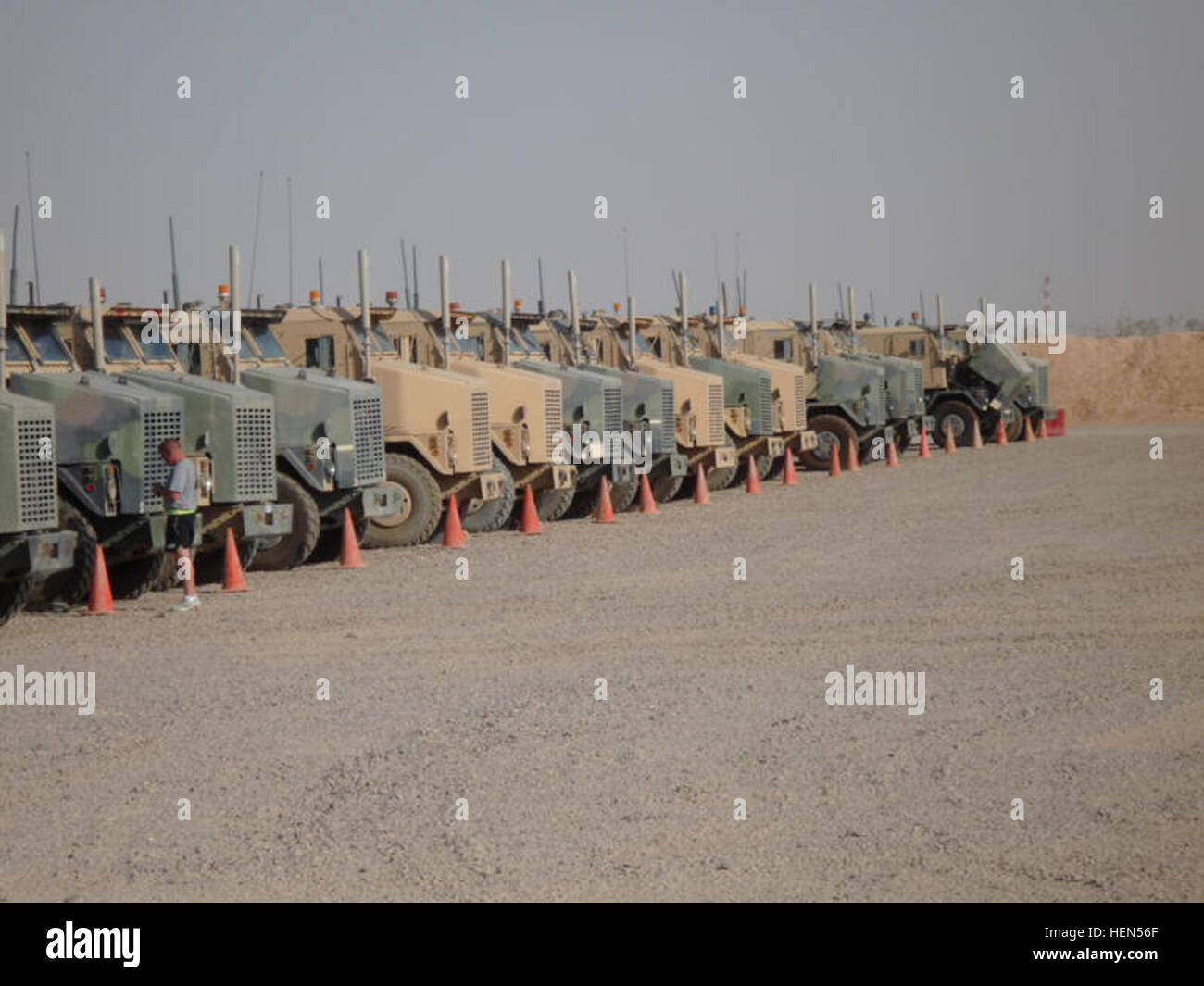 Military heavy equipment transport trucks operate in Shreveport ...