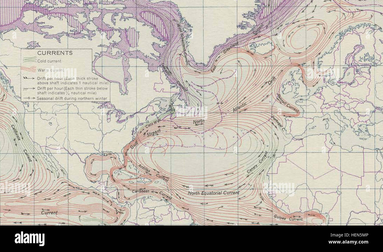 Map showing gulf stream current hi-res stock photography and images - Alamy