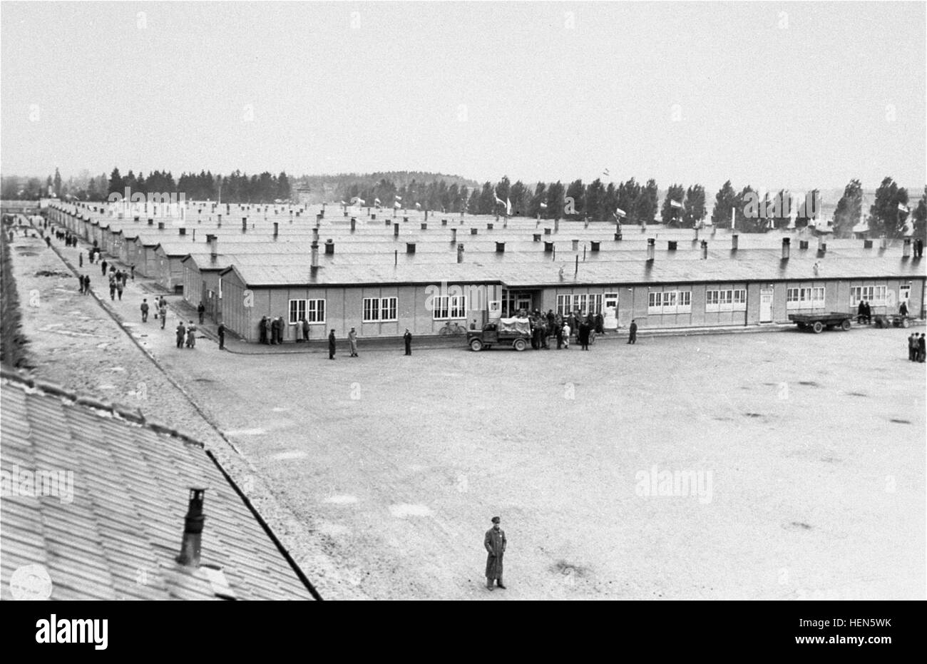 The prisoner barracks at Dachau concentration camp in Germany ...