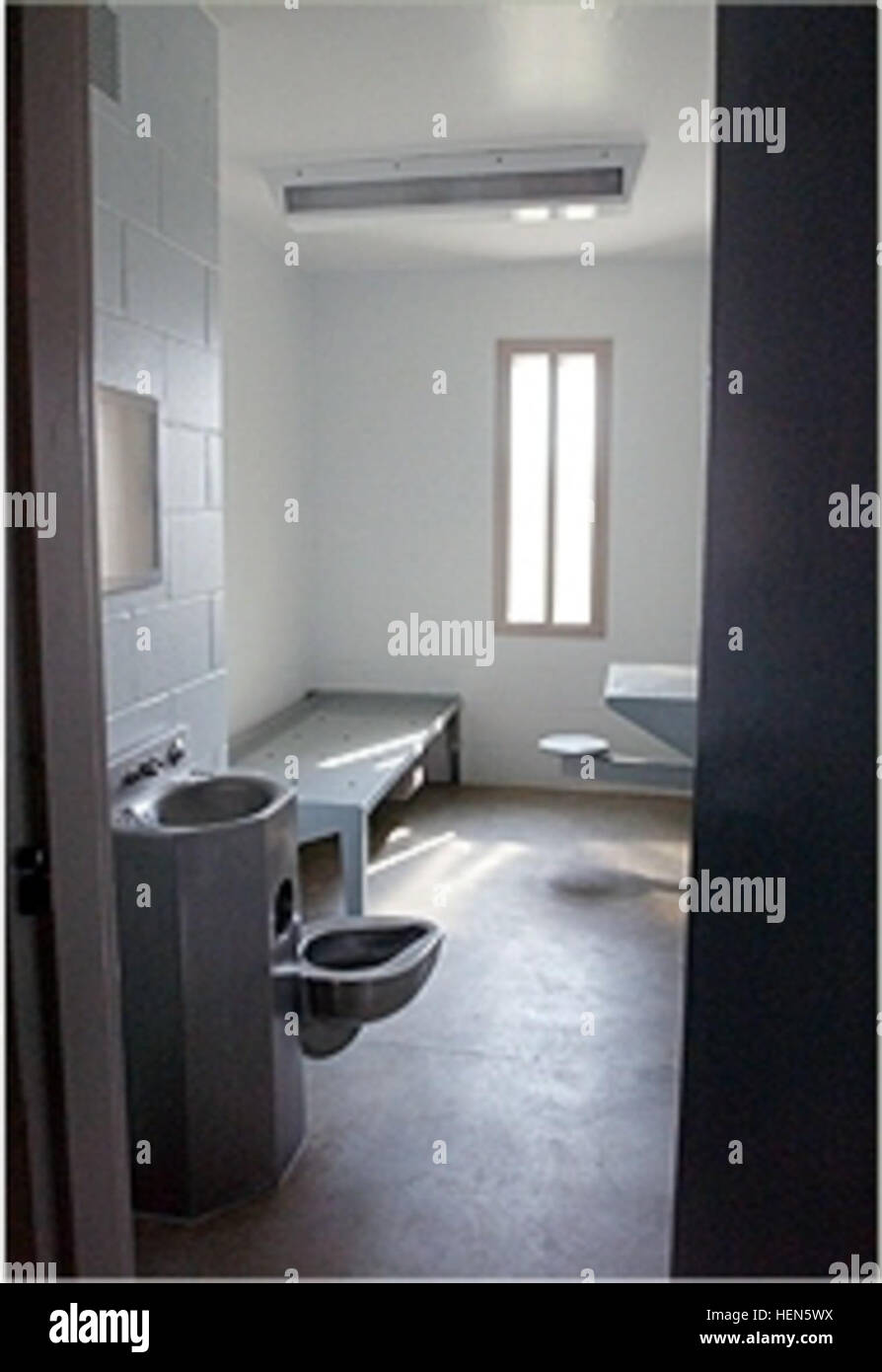 A prison cell at Fort Leavenworth houses military inmates under secure ...