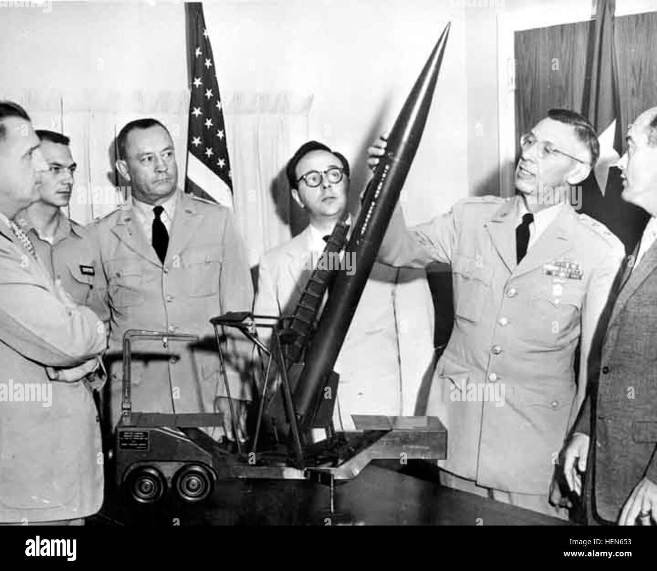 Toftoy examines Sergeant missile Stock Photo - Alamy