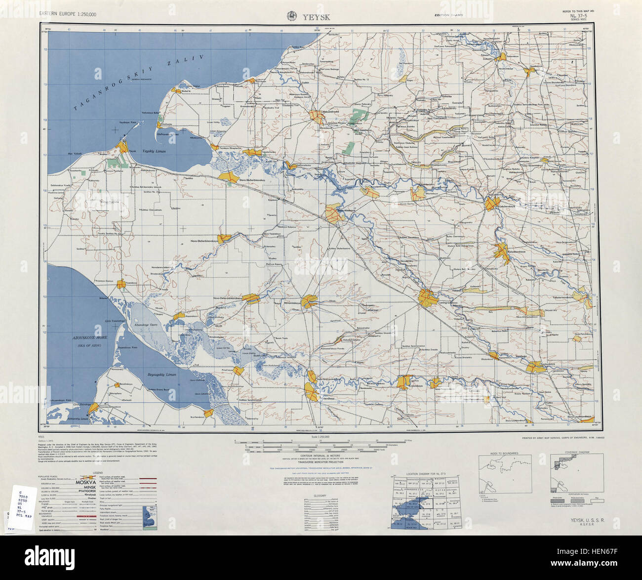 USSR map NL 37-5 Yeysk Stock Photo - Alamy
