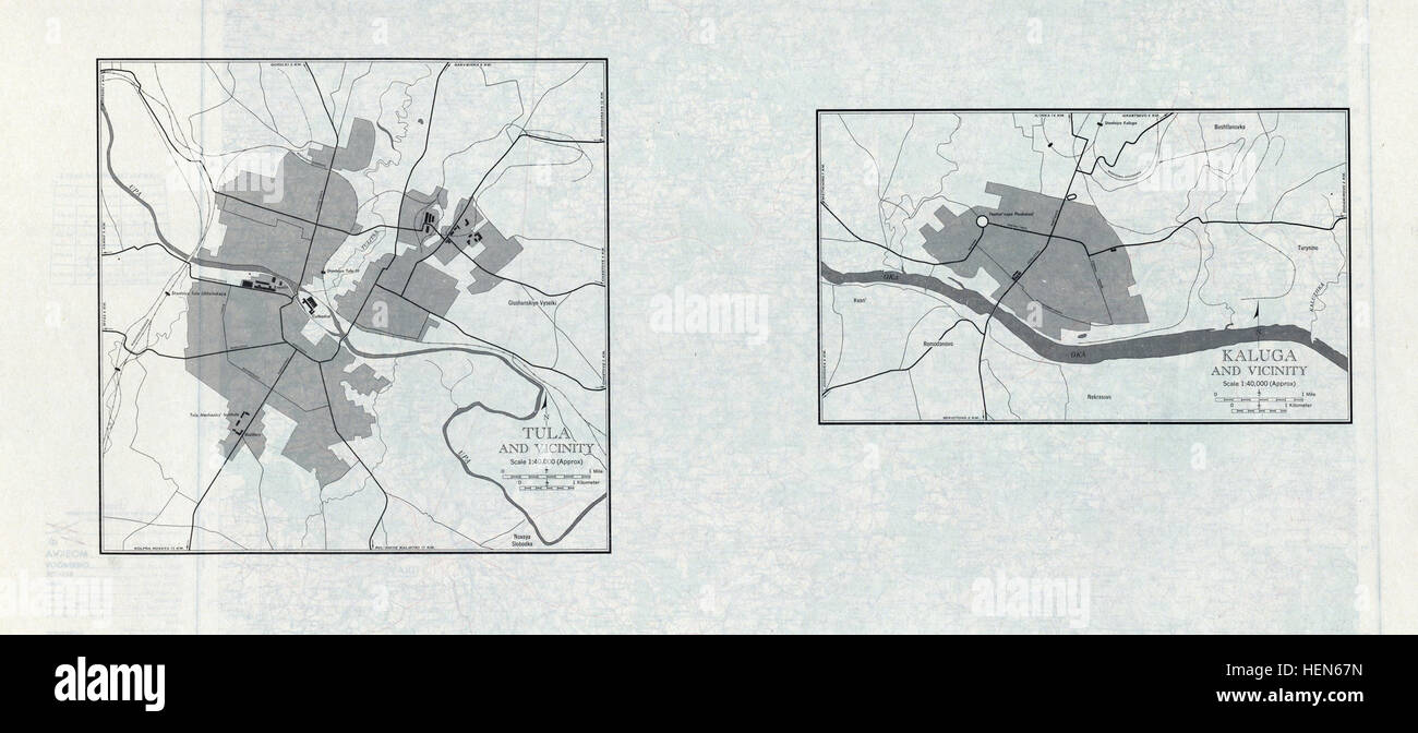 Topographic map covering Tula and Kaluga regions, displaying terrain ...