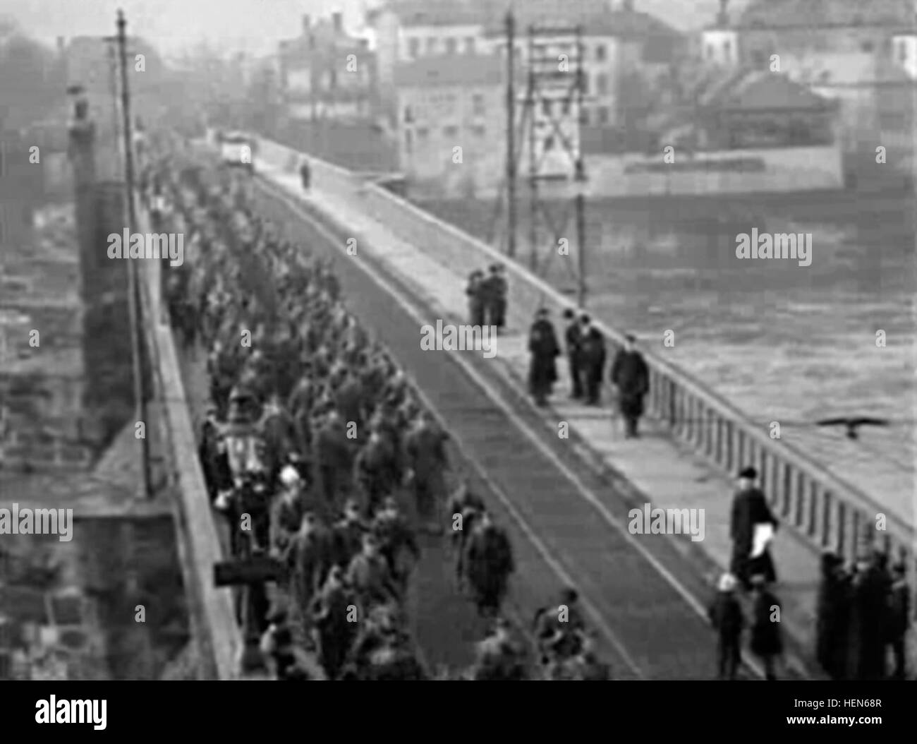 US troops on Roman bridge 02 Trier 1918 Stock Photo - Alamy