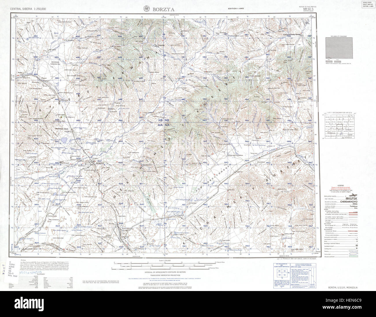 USSR map NM 50-5 Borzya Stock Photo - Alamy