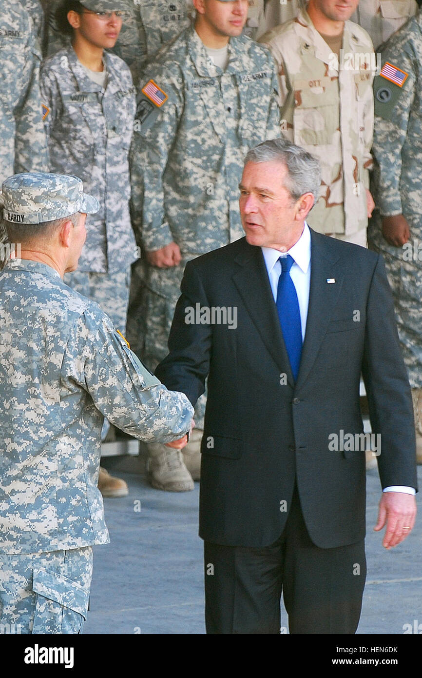 U.S. President George Bush greets Maj. Gen. Dennis E. Hardy, deputy ...