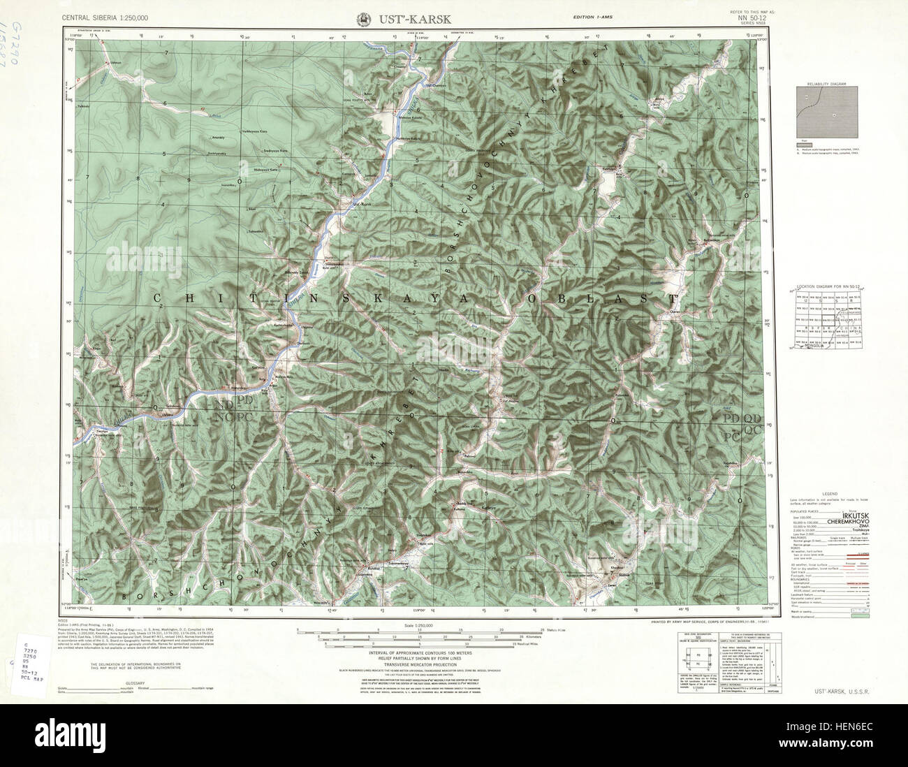 Soviet-era map NN 50-12 depicts the Ust'-Karsk region, showing ...