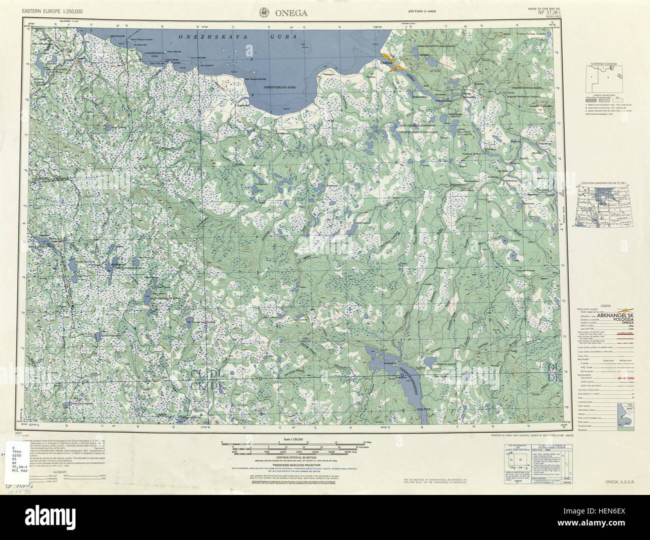 USSR map NP 37-1 Onega Stock Photo - Alamy