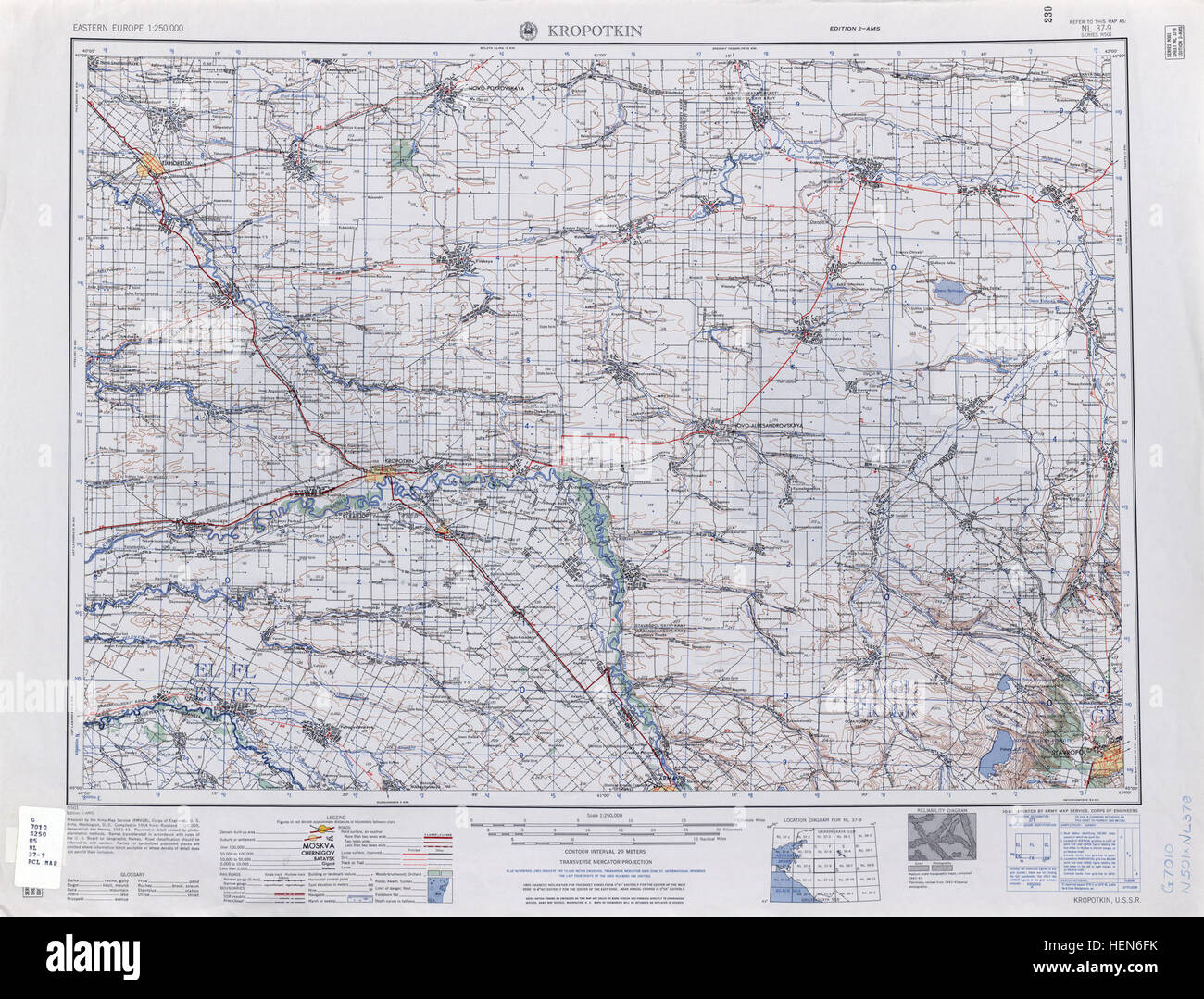 USSR map NL 37-9 Kropotkin Stock Photo - Alamy