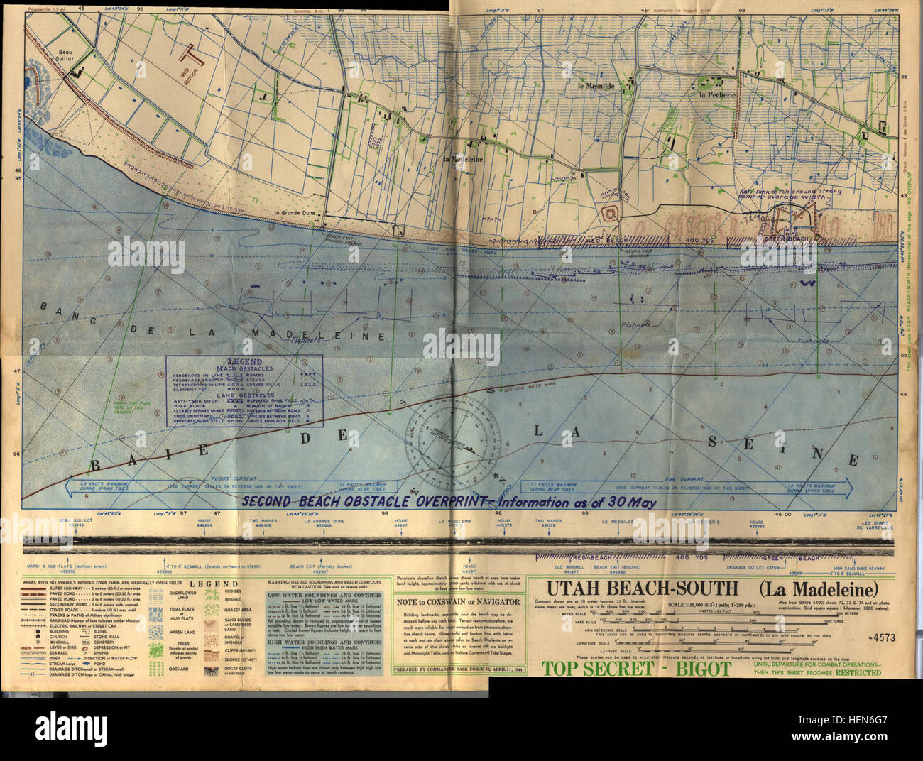 Utah Beach Map Front Stock Photo - Alamy