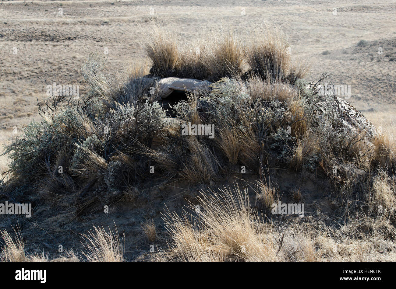 A defensive fighting position, set up by the mortar platoon, Company C ...