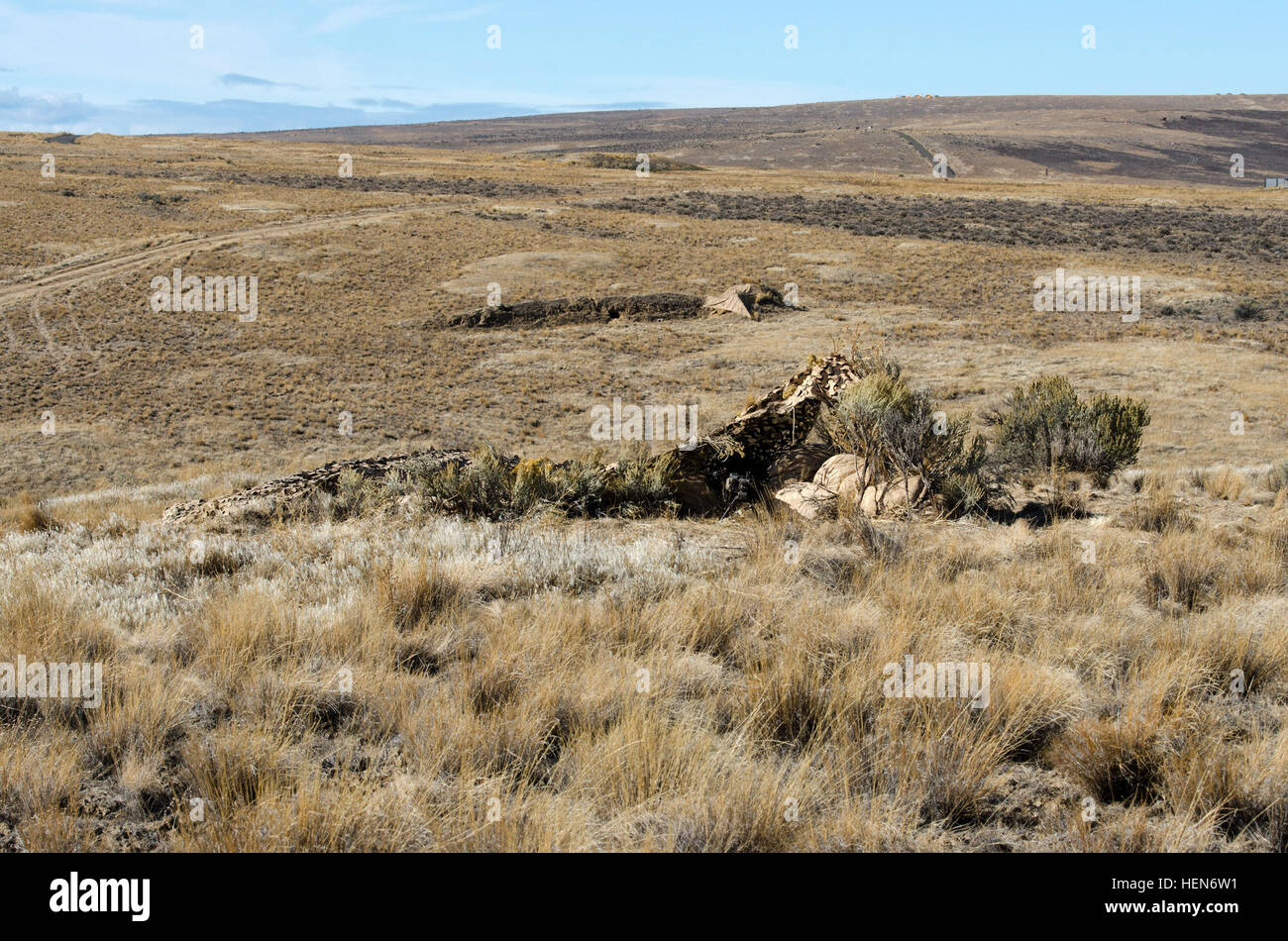 A defensive fighting position, set up by the mortar platoon, Company C ...
