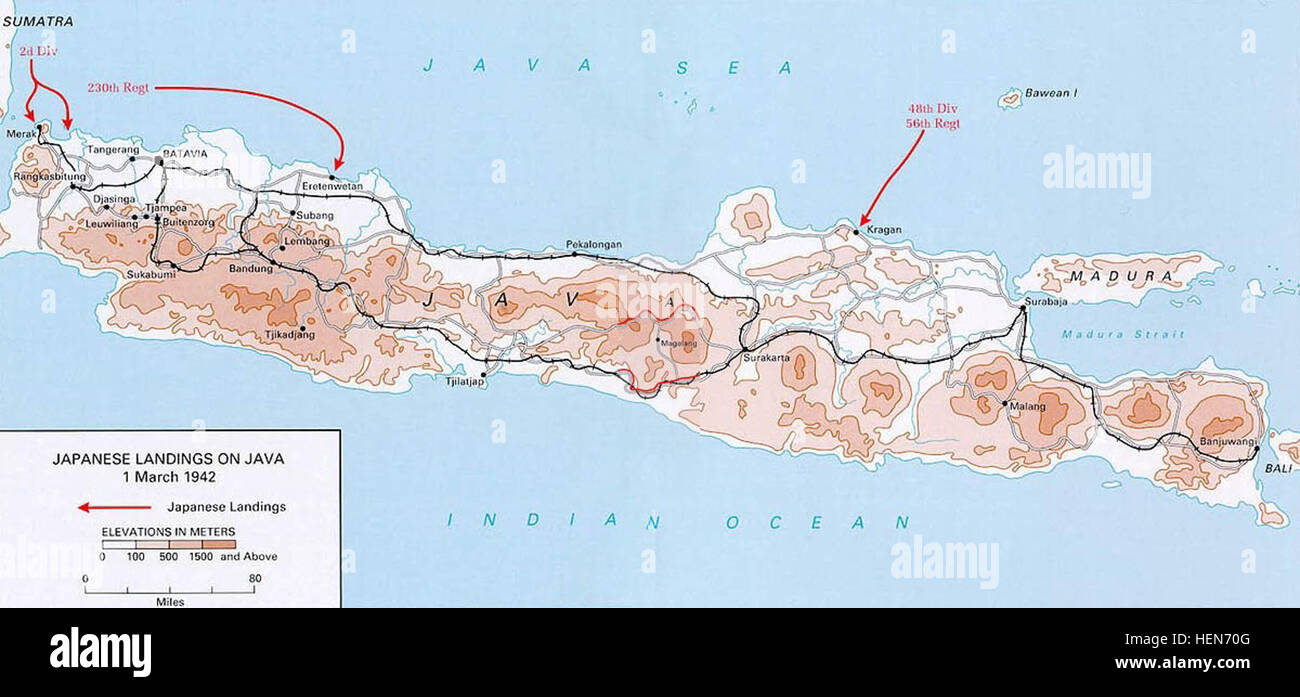 Japanese Landings on Java Stock Photo - Alamy