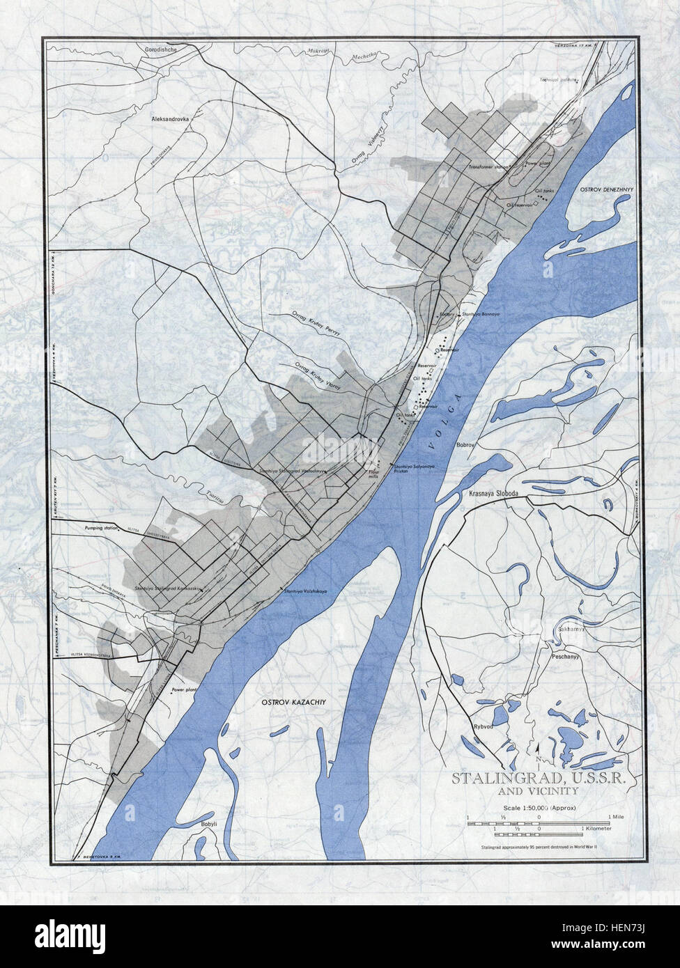 This Soviet military map of the Stalingrad region details topography ...