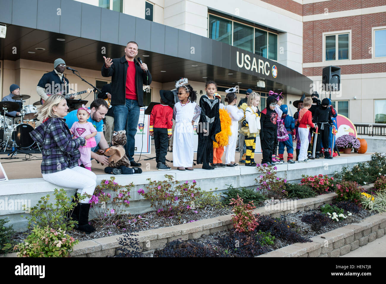 Children line up for the Halloween costume contest during the U.S. Army ...