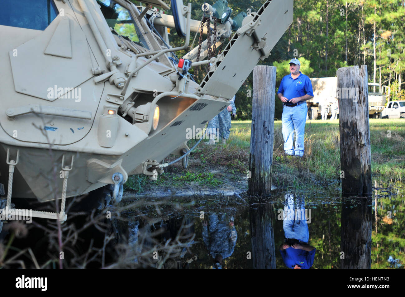 Randy Pearce, mobile backup team technician with 51st Chem. Co., looks ...