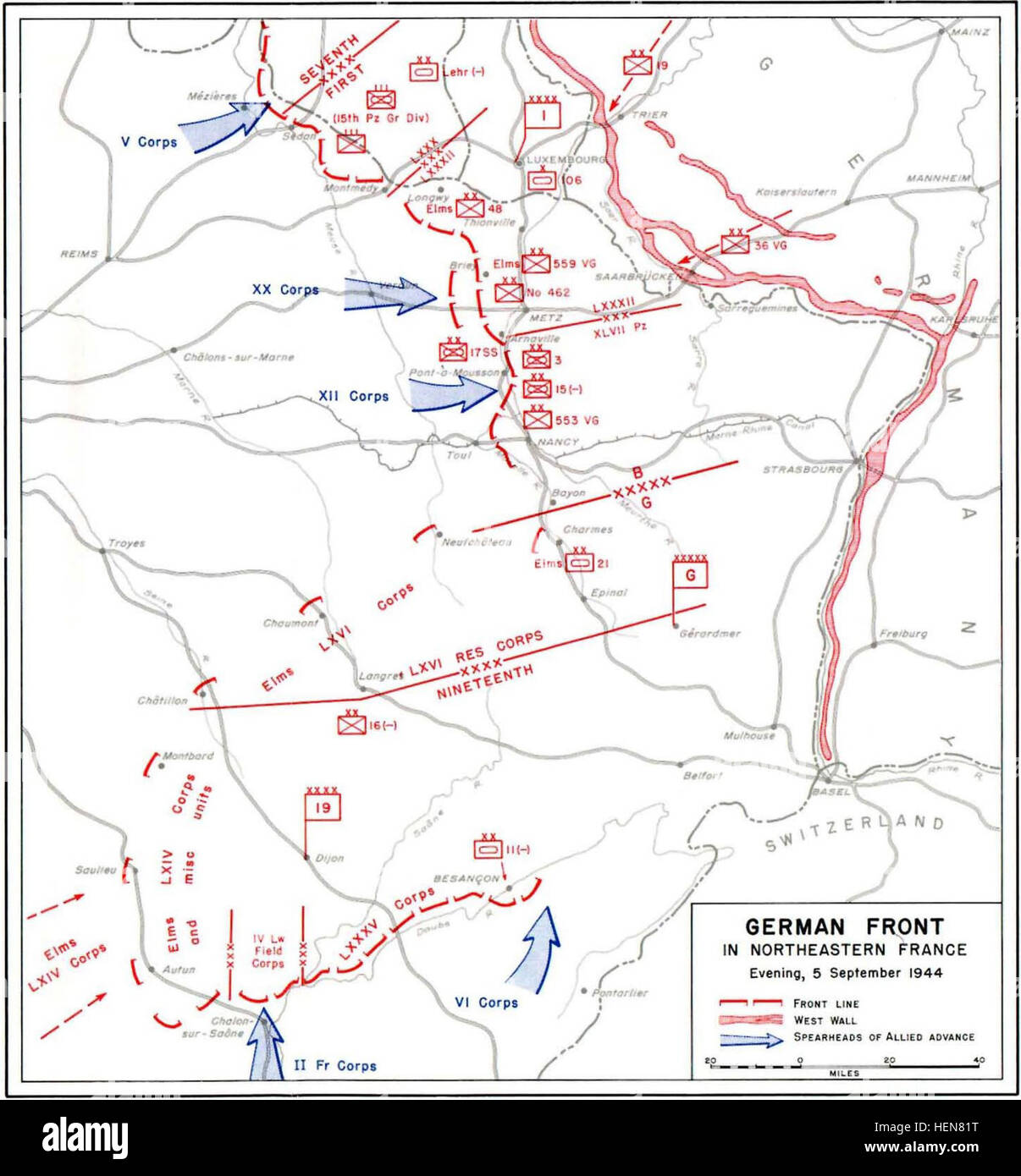 German Front in Northeastern France - 5 Sep 1944 Stock Photo - Alamy