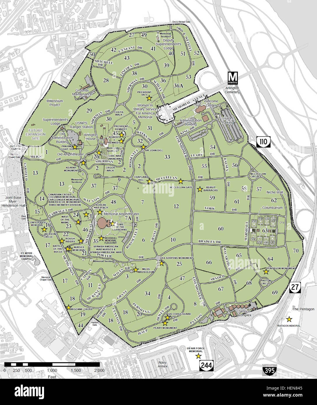 Arlington National Cemetery map - 2013 Stock Photo - Alamy