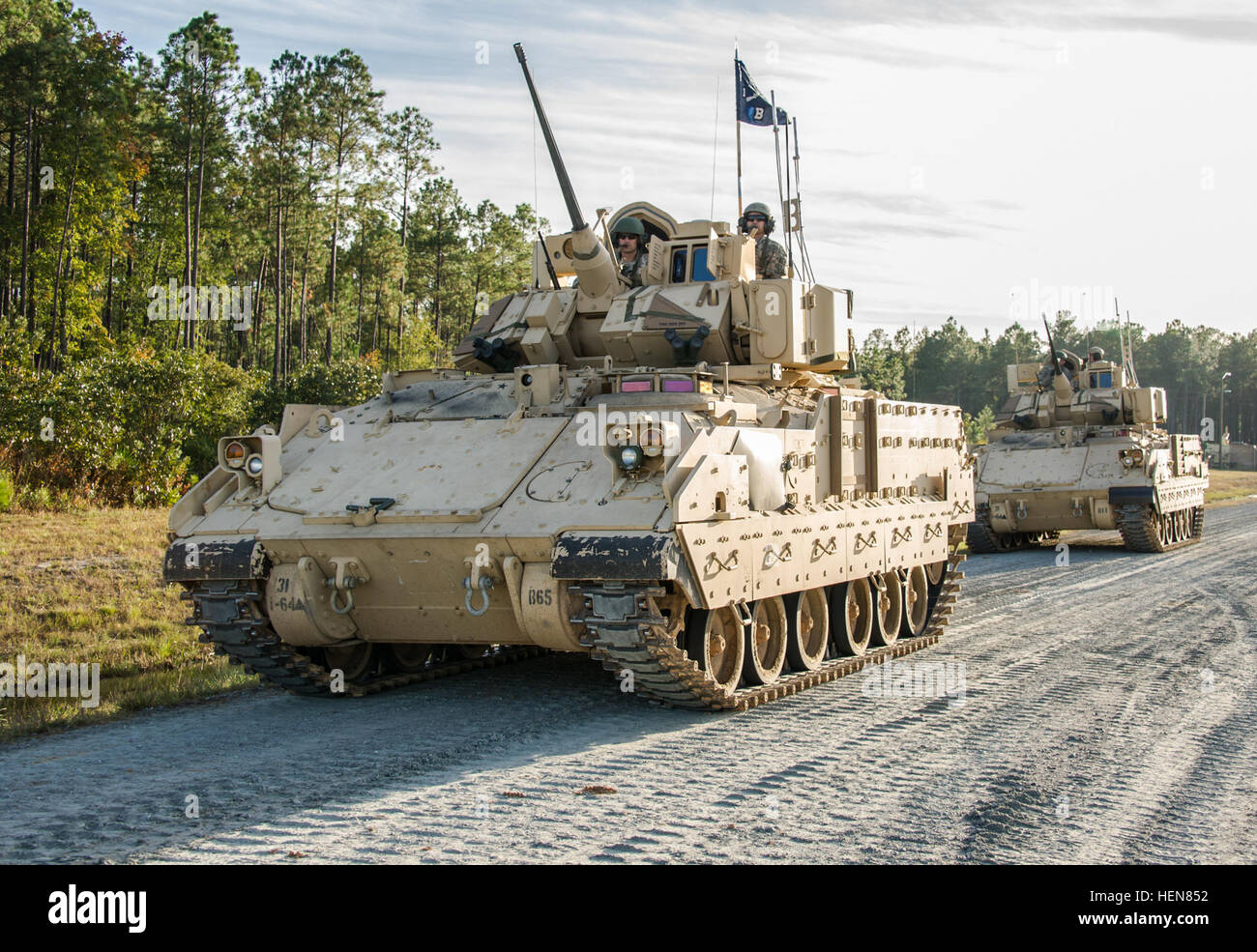 An M2A3 Bradley Fighting Vehicle from Company B, 1st Battalion, 64th ...