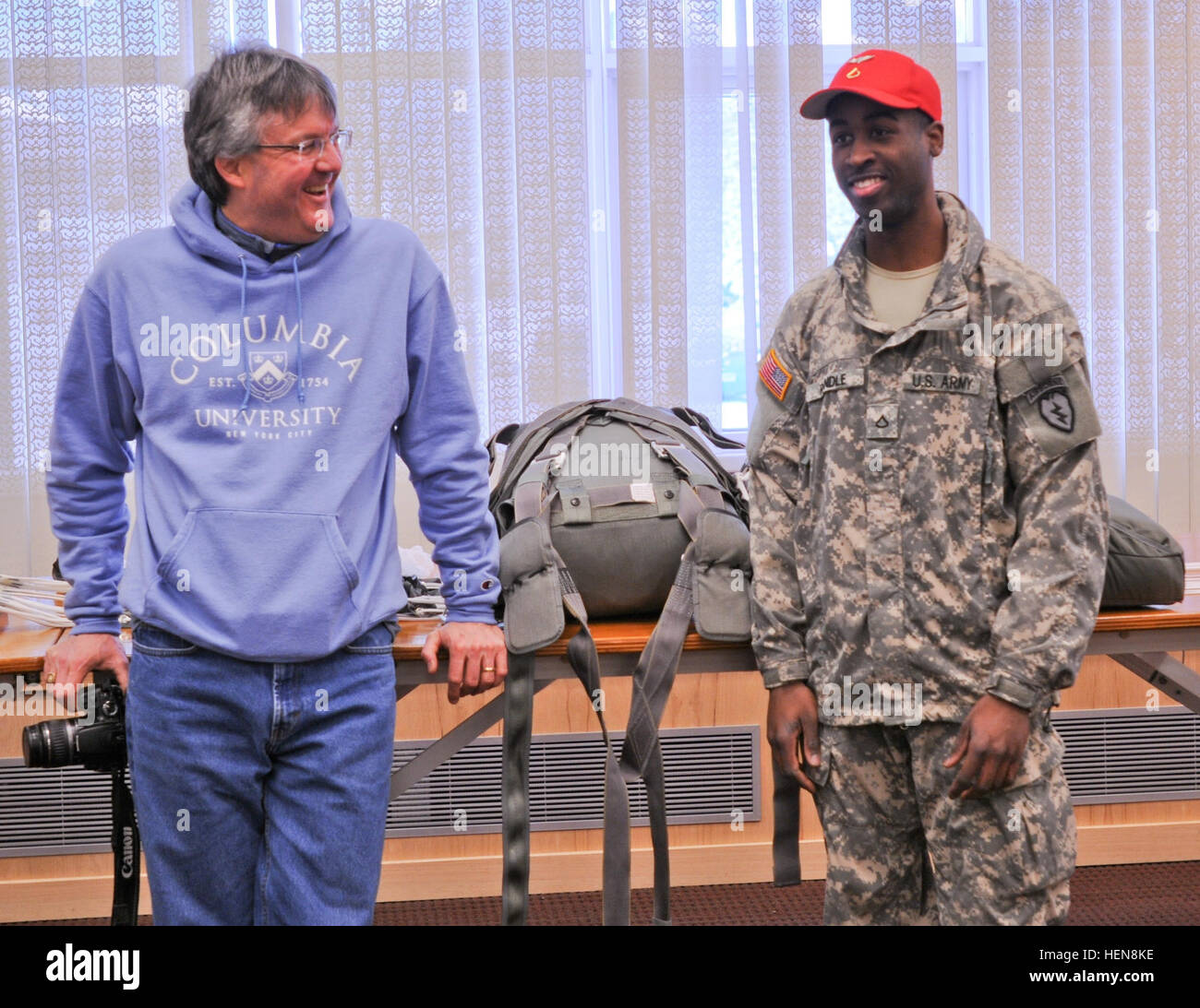 U.S. Army Pfc. Paris Randle, a parachute rigger with the 725th Brigade ...