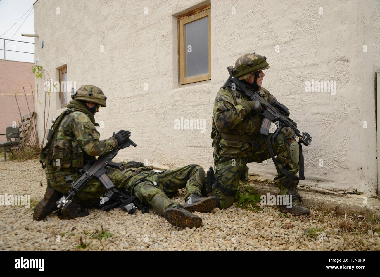 A Czech Republic army soldier of 72nd Mechanized Brigade performs first ...