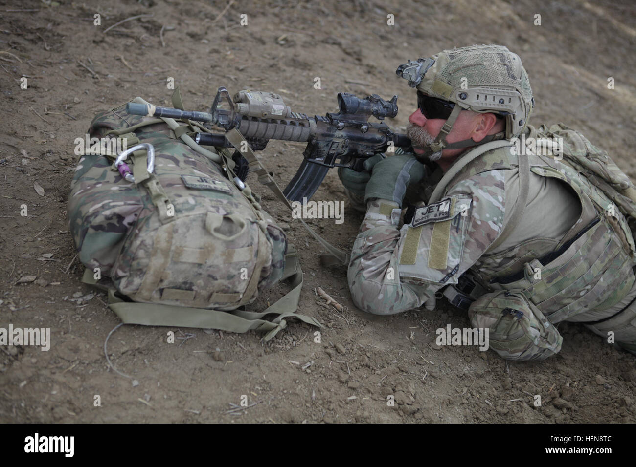 Mark Holbrook, a member of the Joint Expeditionary Team, pulls security ...