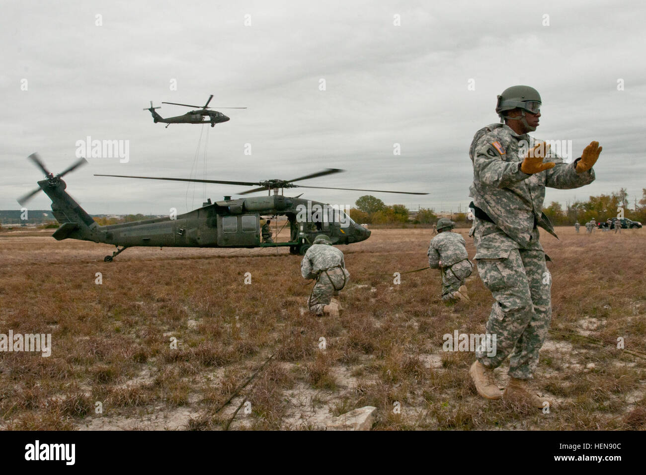 U.S. Army Sgt. Anthony Eashman, of San Francisco, Cali., instructs students of the Fort Hood Air ...