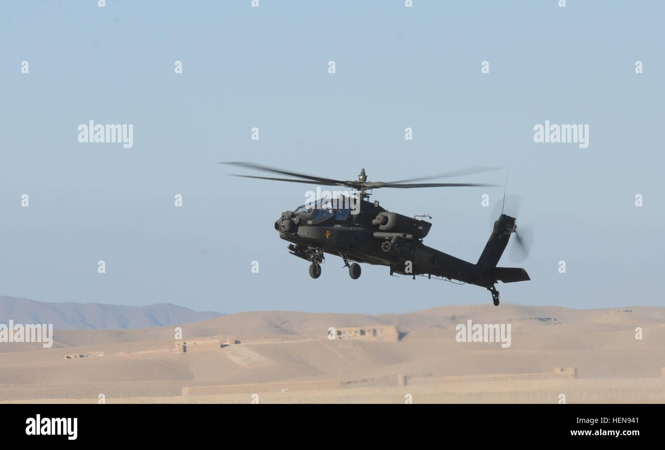 An AH-64 Apache helicopter from 1st Air Cavalry Brigade of the 1st ...
