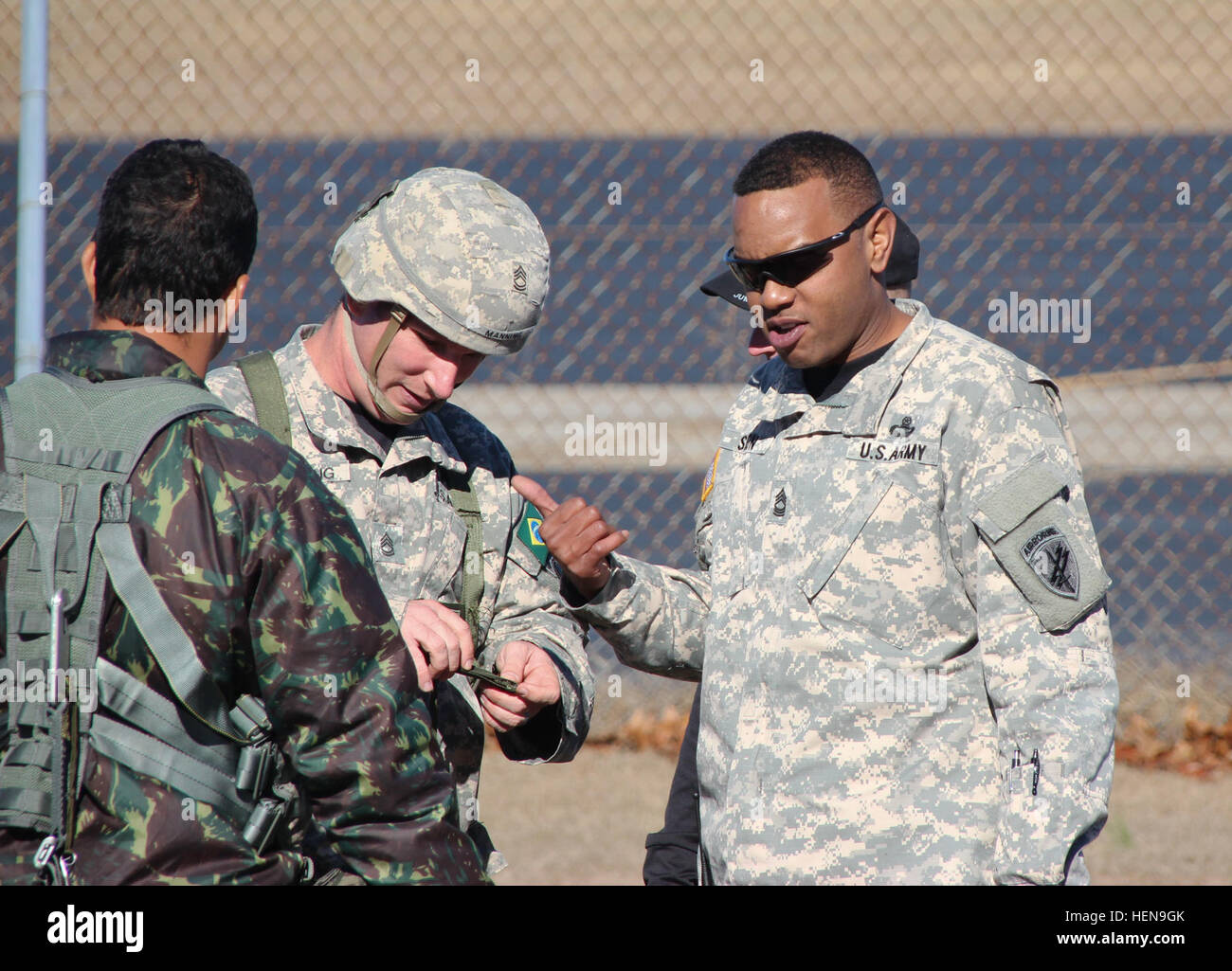 Master Sgt. Dwight Simon gives directions at Camp Mackall during ...