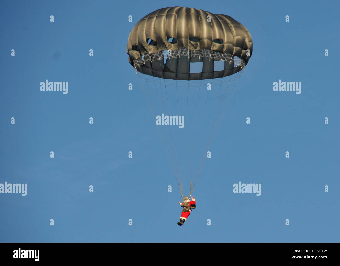 Santa Claus performs an airborne jump at the Alzey Drop Zone located ...