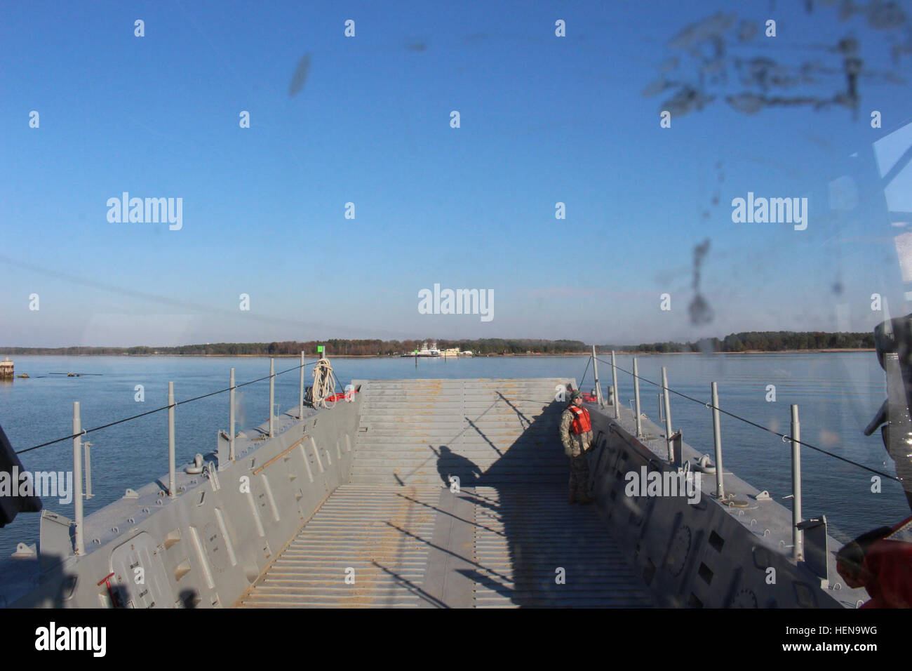 The mike boat on the open waters of the bay near Fort Eustis on the way ...