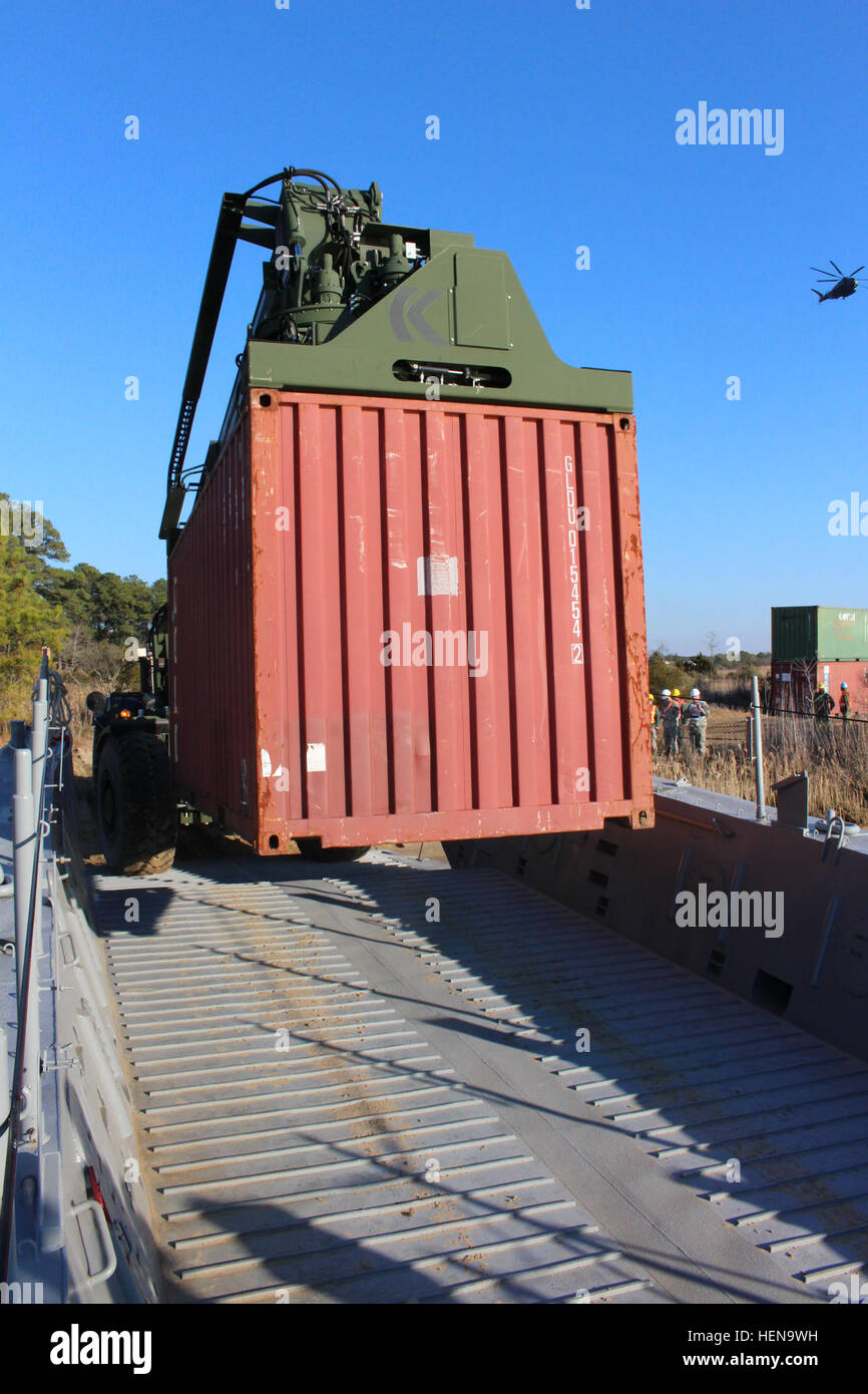 The operator of the RTCH carefully loaded a container on our mike boat ...