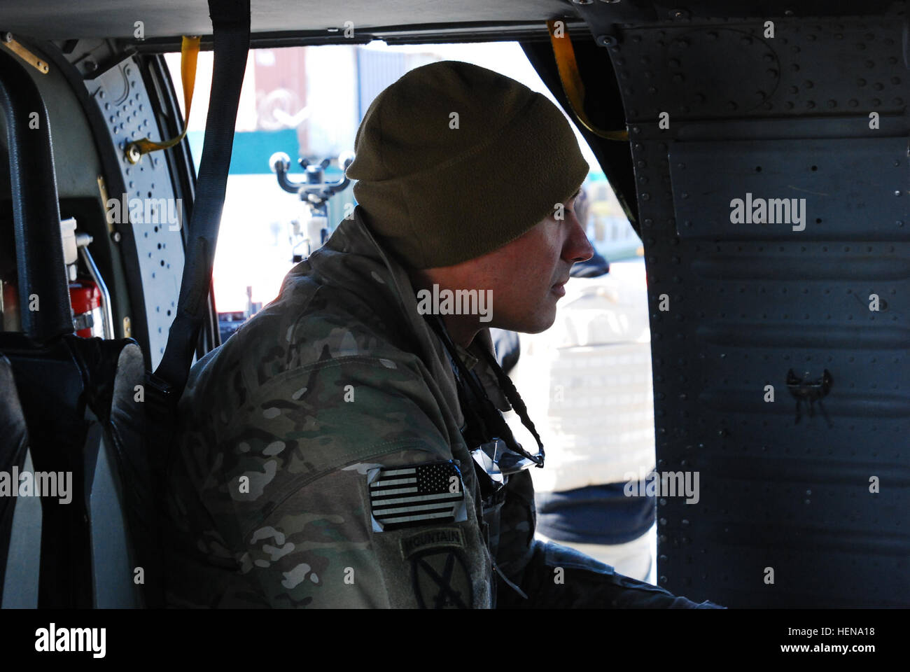 Sgt. 1st Class Aaron Perez, a UH-60M Blackhawk helicopter crew chief ...
