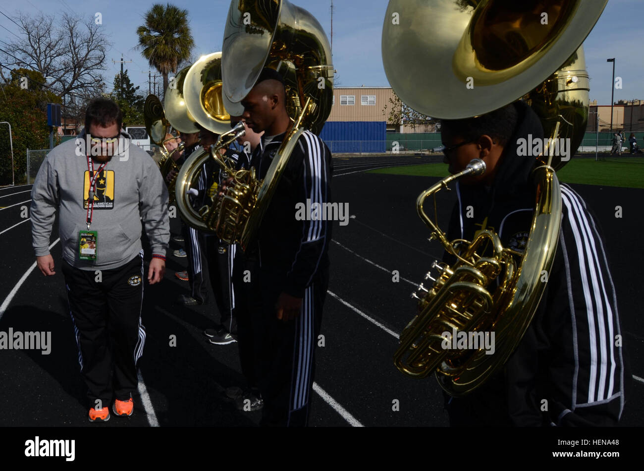 Musicians with the 2014 U.S. Army All-American Marching Band practice ...