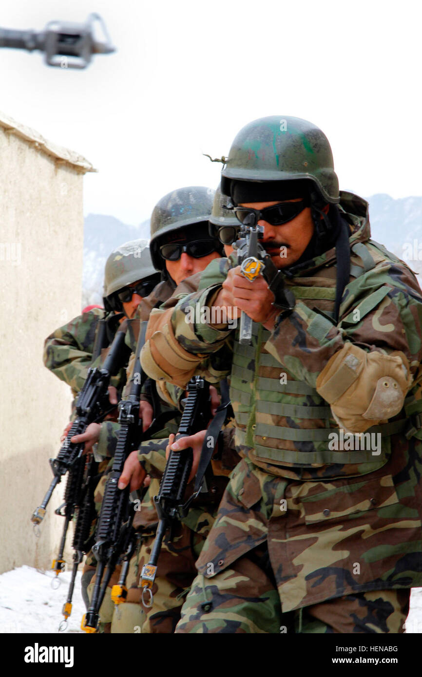 Afghan National Army commando recruits participate in close-quarter ...