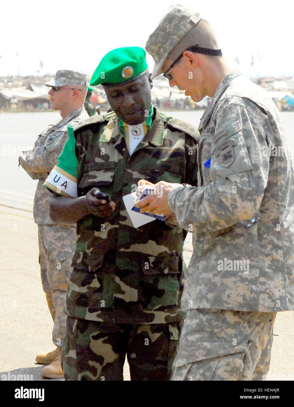 U.S. Army Lt. Col. Allen Pepper, right, assigned to U.S. Army Africa ...