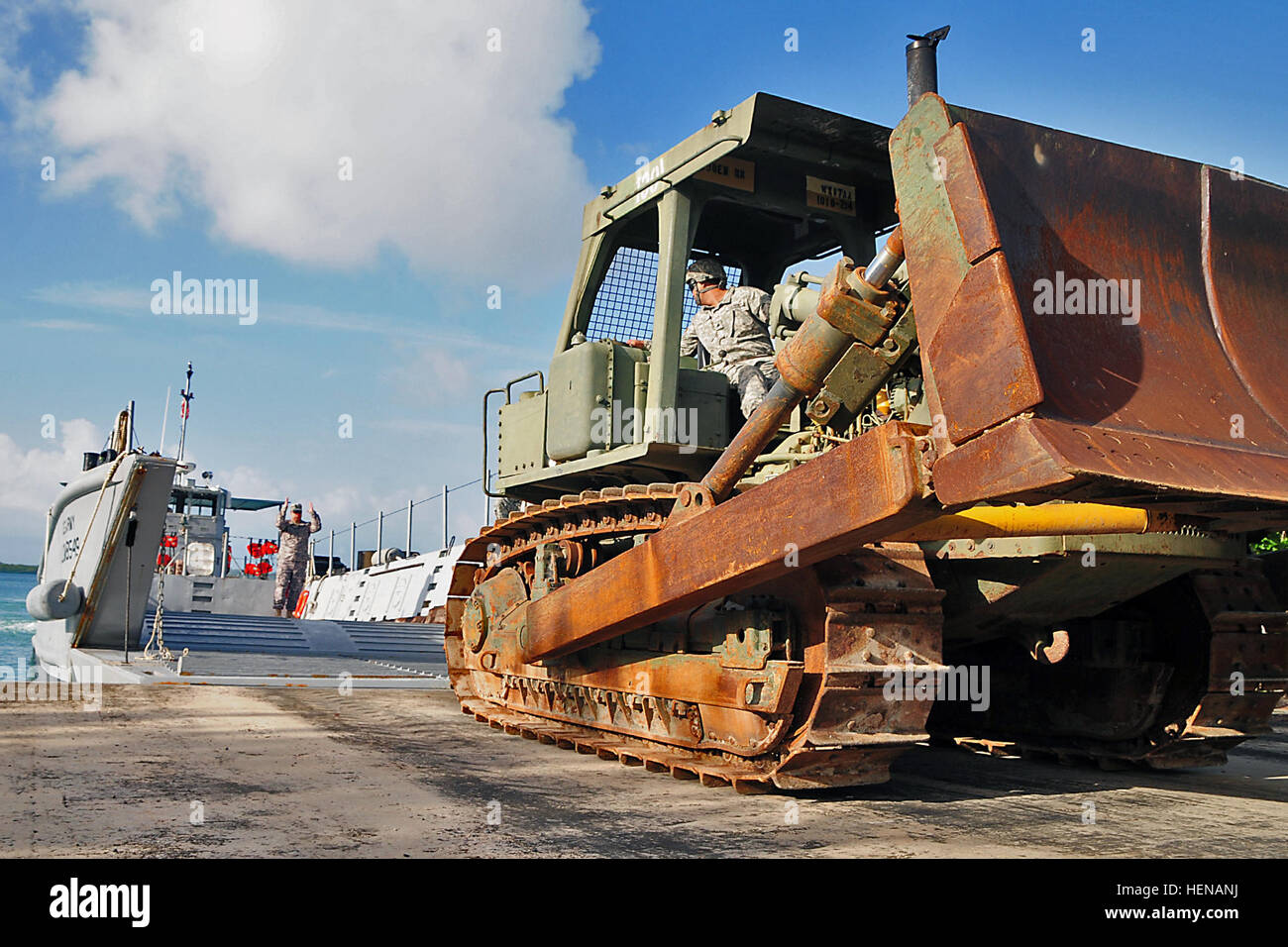 Heavy construction equipment of the 130th and 190th engineer battalions ...