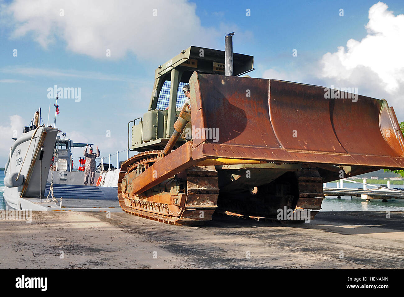Heavy construction equipment of the 130th and 190th engineer battalions ...