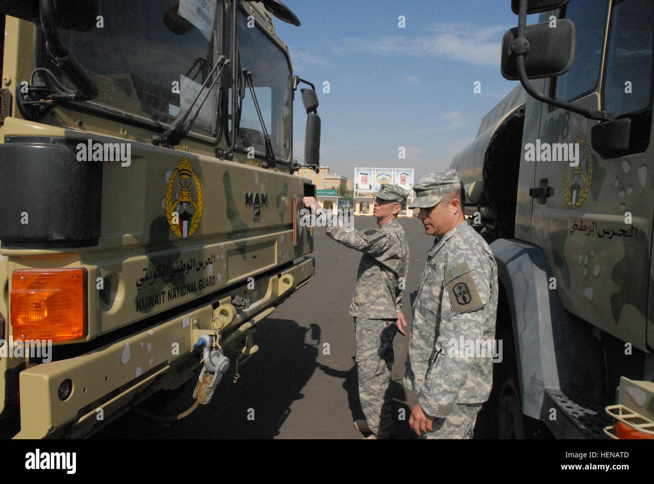 U.S. Army Lt. Col. Mark Hatfield, support operations officer, and Maj ...