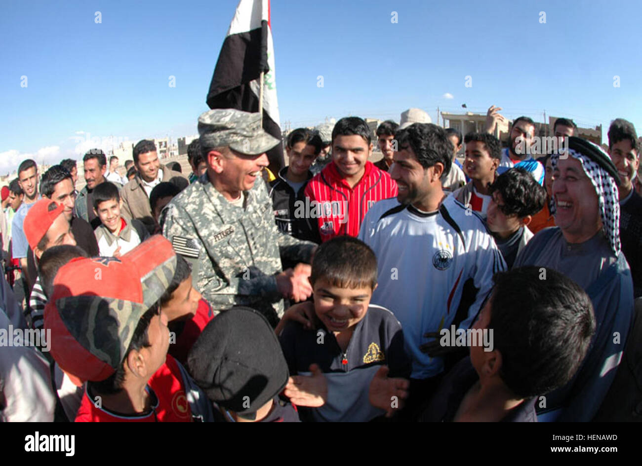 Gen. David H. Petraeus stops at a soccer field to meet coaches and ...