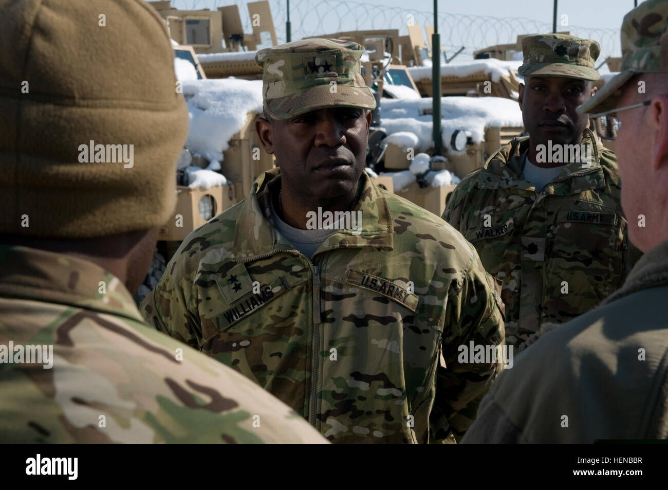 U.S. Army Maj. Gen. Darrell Williams, center, the commanding general of ...