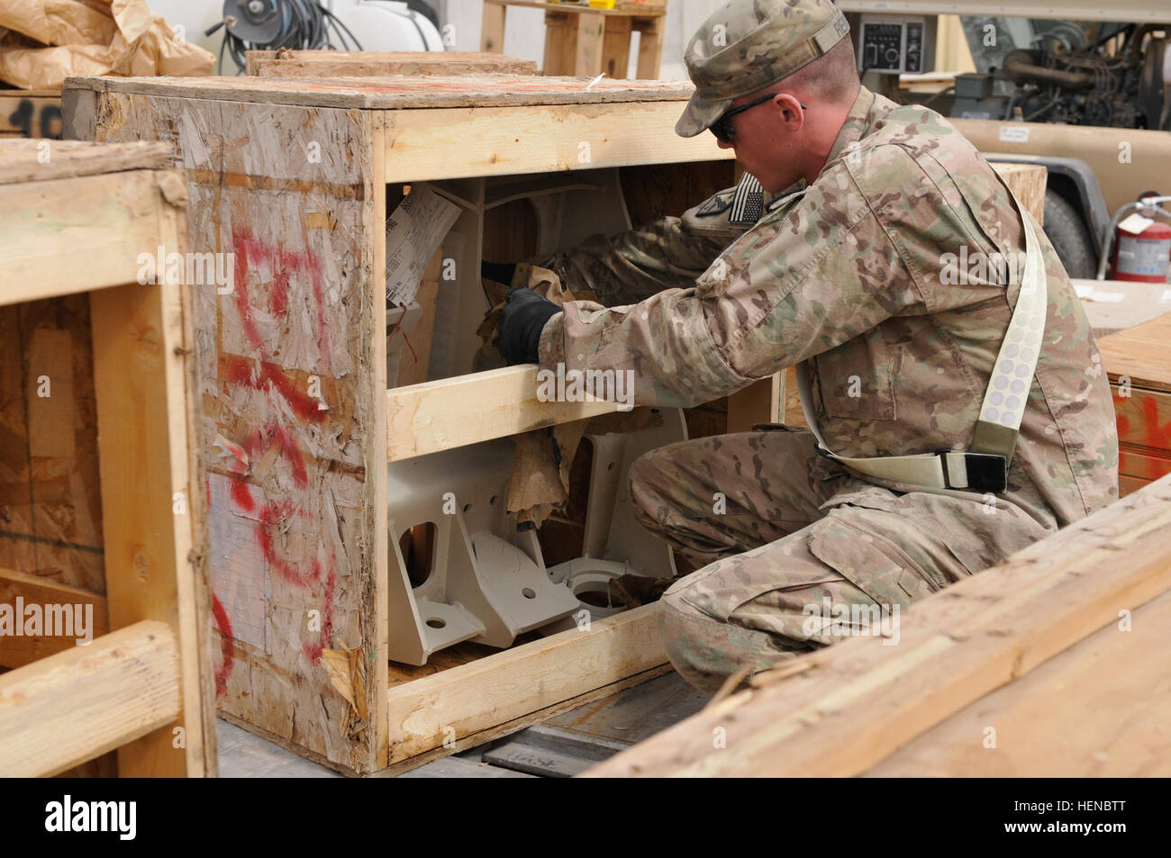 U.S. Army Spc. Justin Reiner, an automated logistics specialist with ...