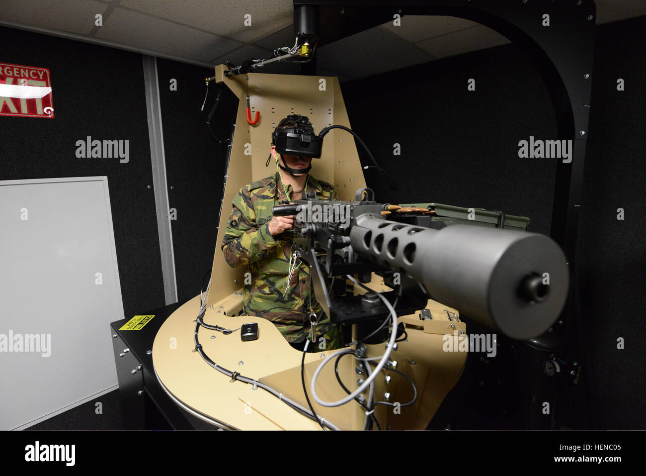 A soldier with the Royal Netherlands Army sits on the gunner station ...