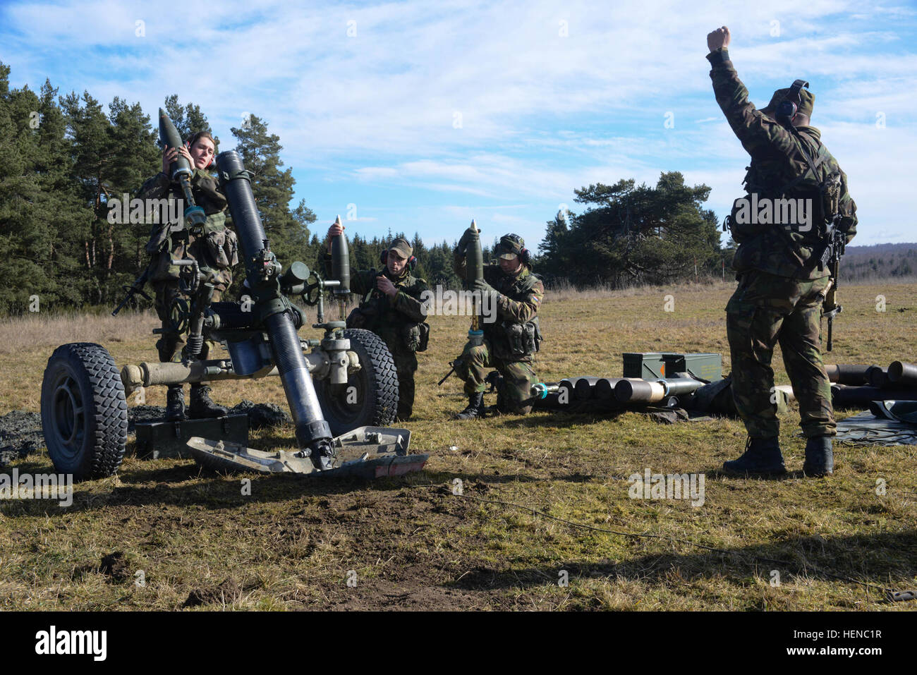 Dutch soldiers, assigned to Fire Support Battalion, Alpha Battery, from ...