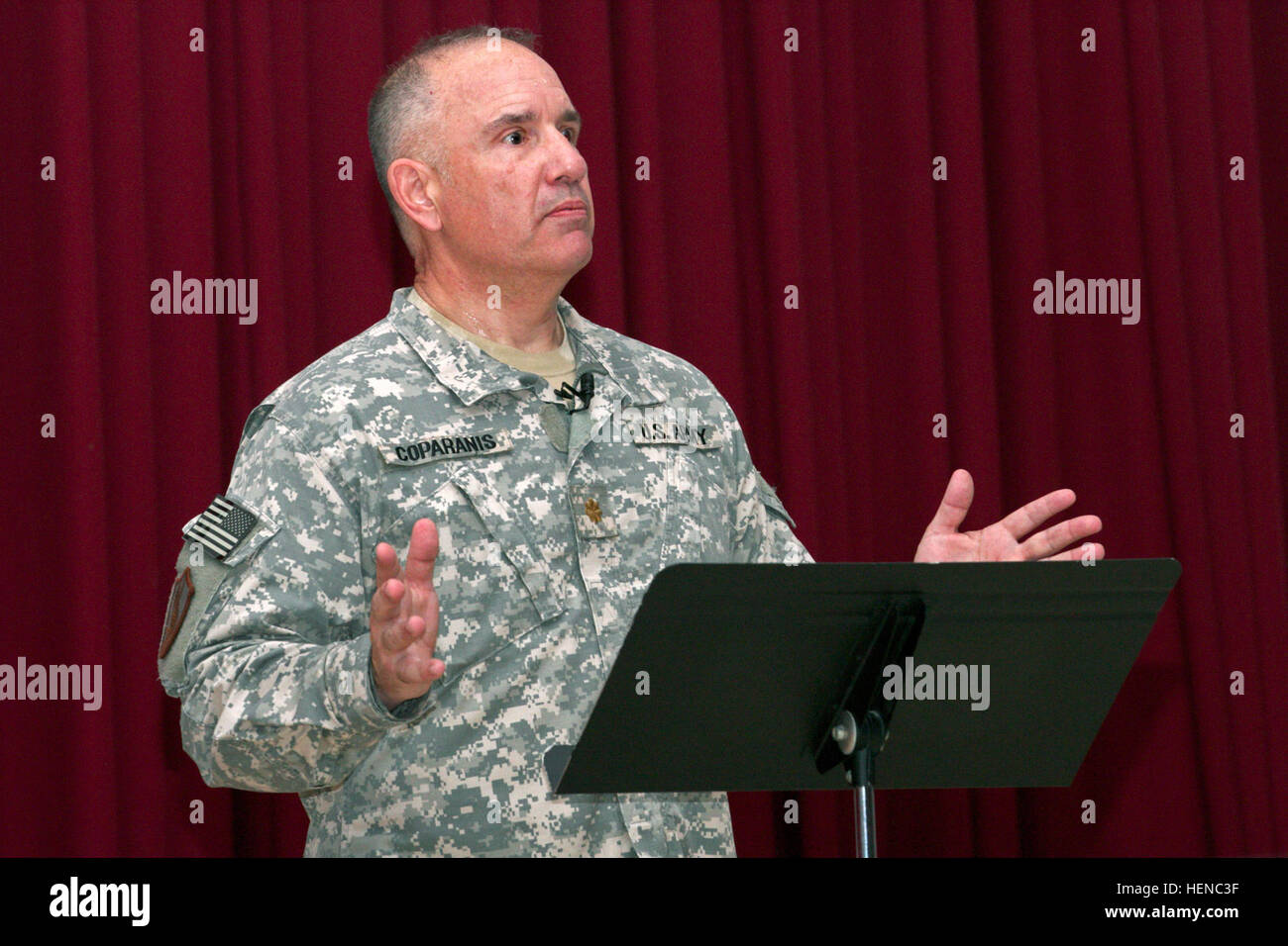 Maj. Dale Coparanis, U.S. Army Central Logistics deputy chief, lectures ...